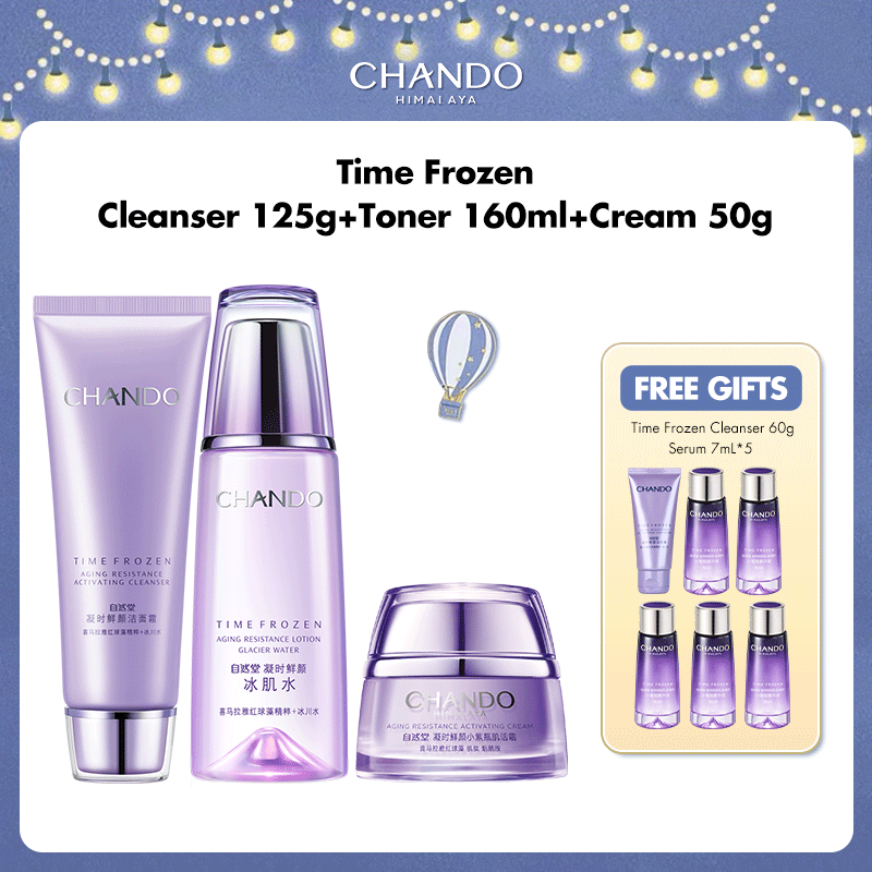 CHANDO Himalaya 自然堂 Time Frozen Anti-aging Cleanser 125g + Toner 160ml ...