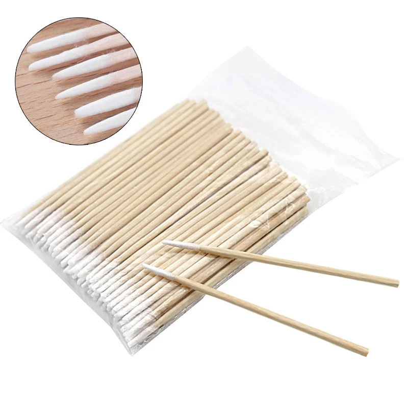 100pcs Disposable Cotton Swab Lint Free Micro Brushes Wood Cotton Buds ...