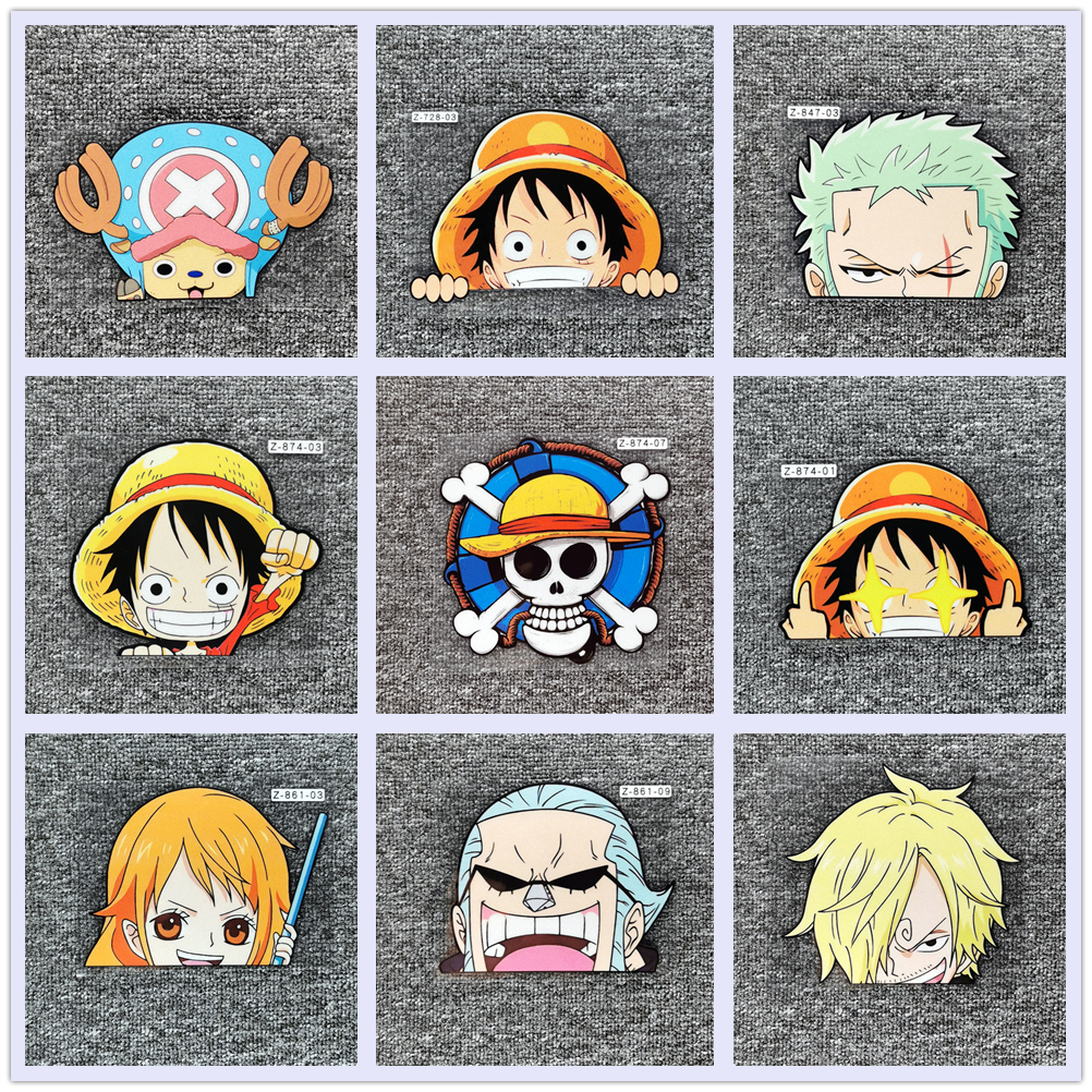 Car Stickers Anime ONE PIECE Luffy Chopper Zoro Cute Reflective For ...