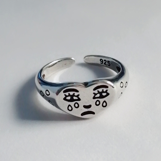 Adjustable Cute Expression Love Ring Custom Single Game Crying Emoticon ...