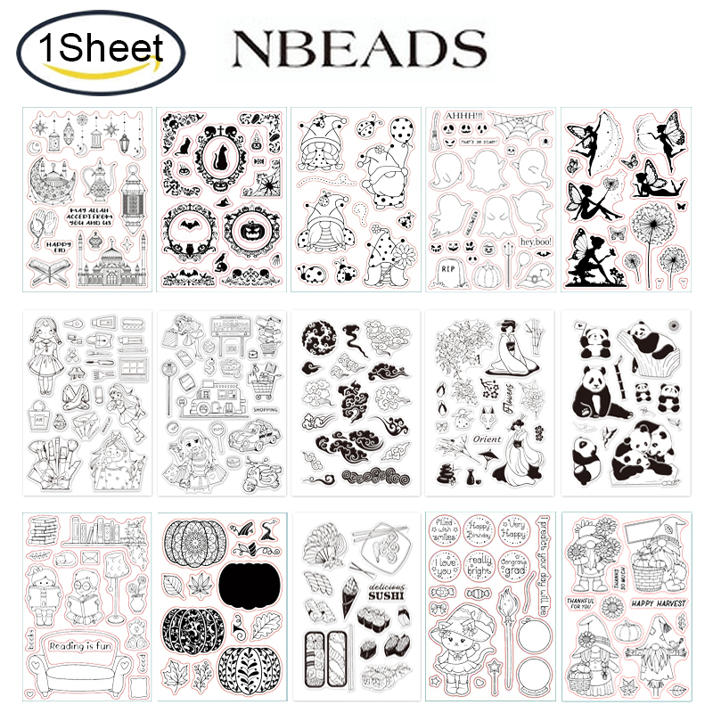 1Sheet Happy Eid Clear Stamps 1 Sheet 10 Pattern PVC Plastic Reusable ...