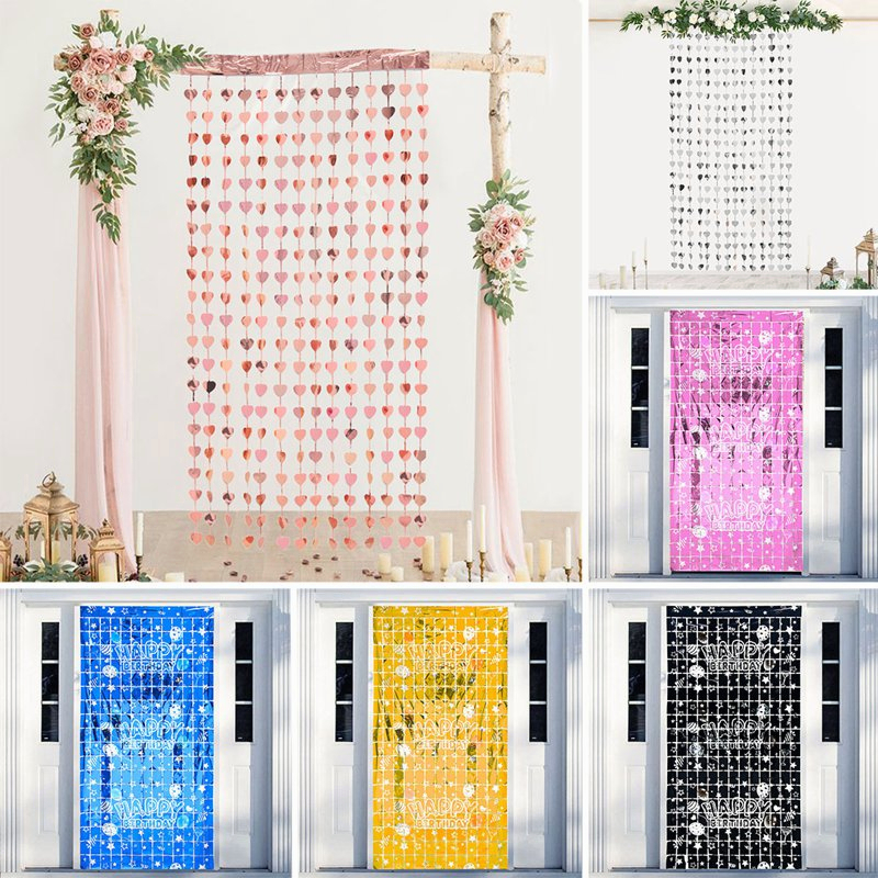 1*2M Foil Curtain Backdrop For Birthday Decor Party Decorations Heart ...