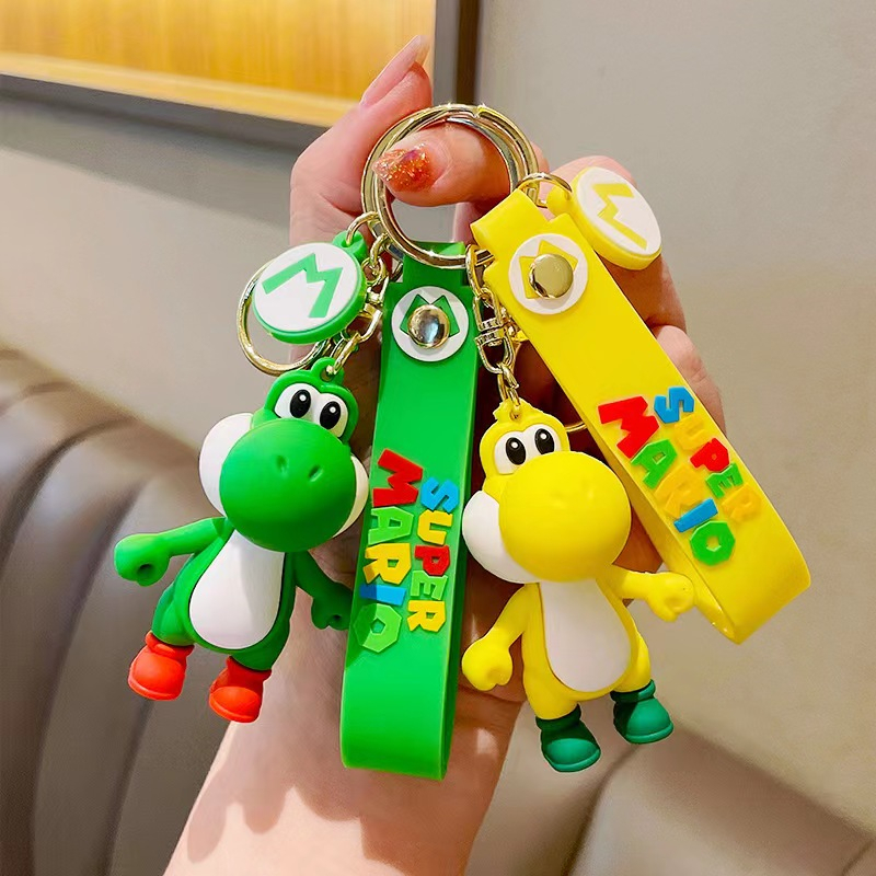 Cartoon Cute Super Mario Yoshi Dinosaur Figure Keychain Dinosaur Doll ...