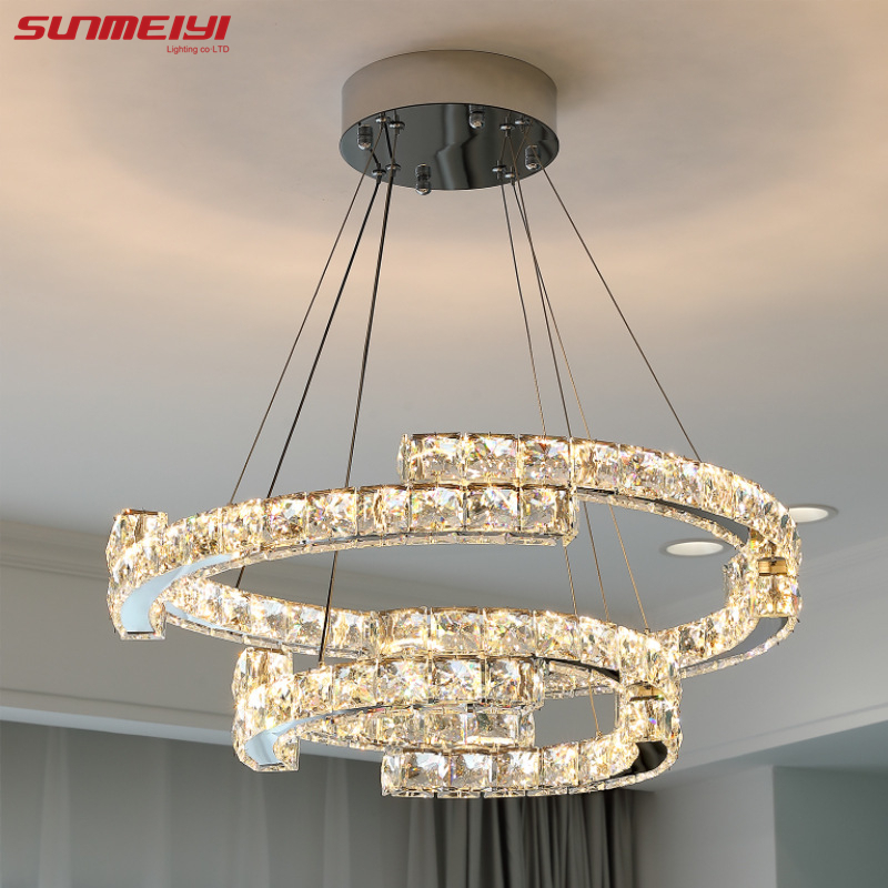 SUNMEIYI Led Living Room Crystal Chandelier Light Luxury Simple Warm ...