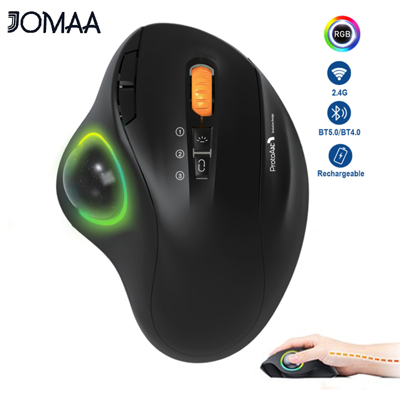 JOMAA Wireless Trackball Mouse Rechargeable Bluetooth Mouse Easy Thumb ...