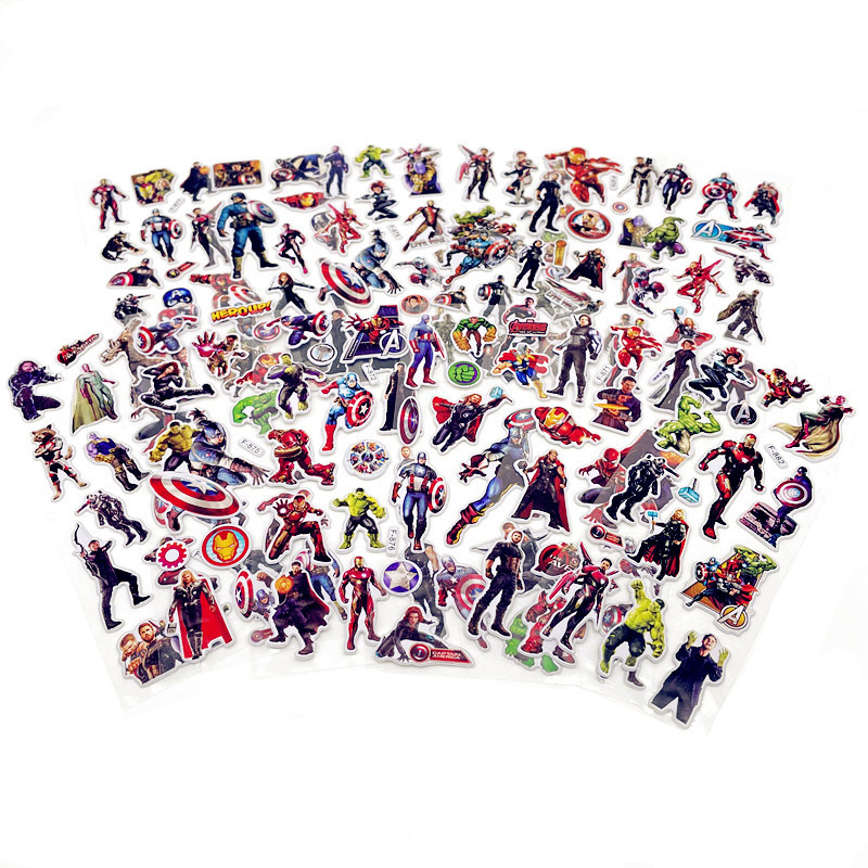 12 Sheets The Avengers Superhero Series Non-repeating PVC Stickers Kids ...