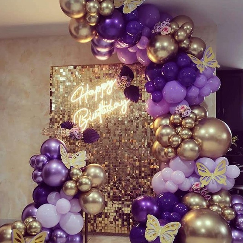 Purple Butterfly Balloons Garland Arch Kit Latex Ballon Birthday Party ...