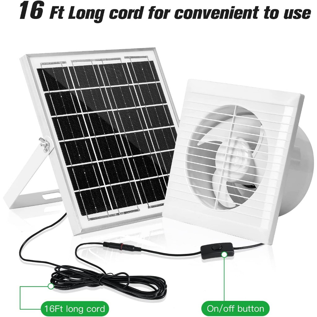 6/8W solar panel+4/6/ inch duct high-speed exhaust fan, ventilation and ...
