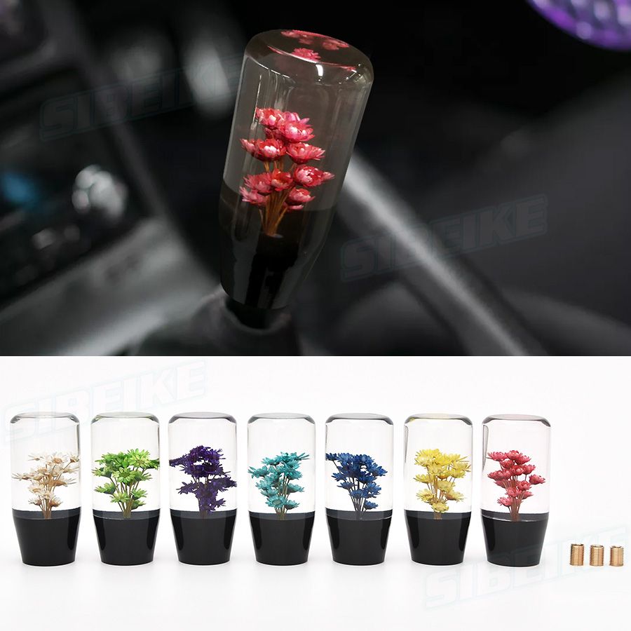 10CM Universal JDM Real Flower Gear Shift Knob Acrylic Crystal ...