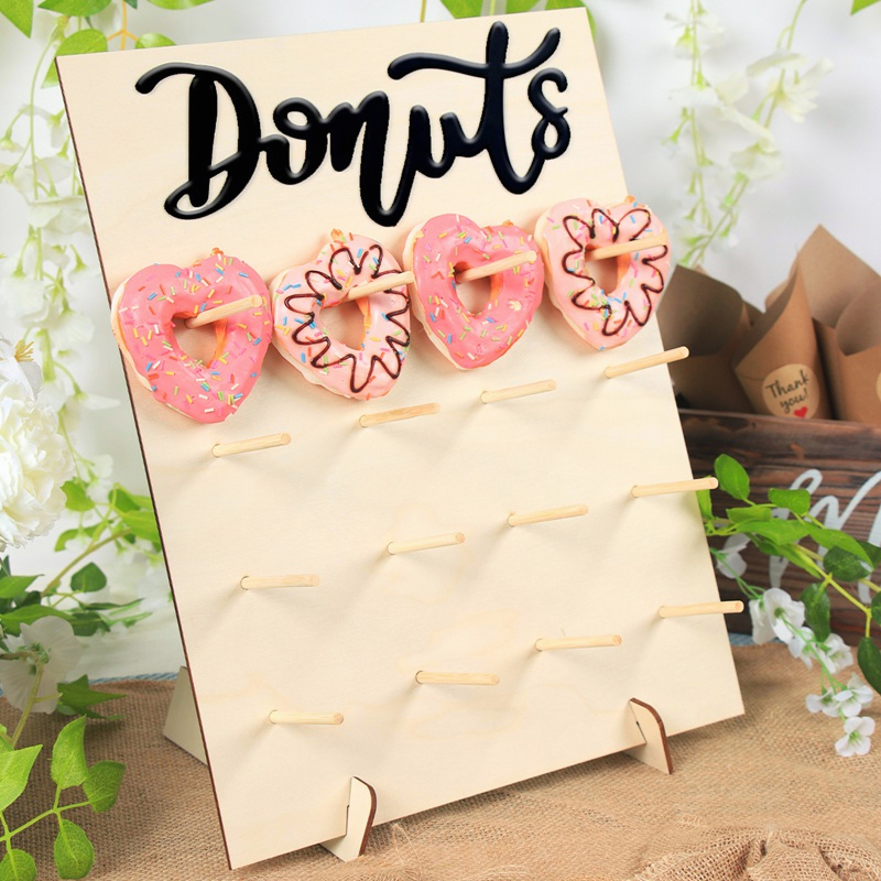 Large Wooden Donut Wall Display Stand 16pcs Donut Pegs Doughnut Holder ...