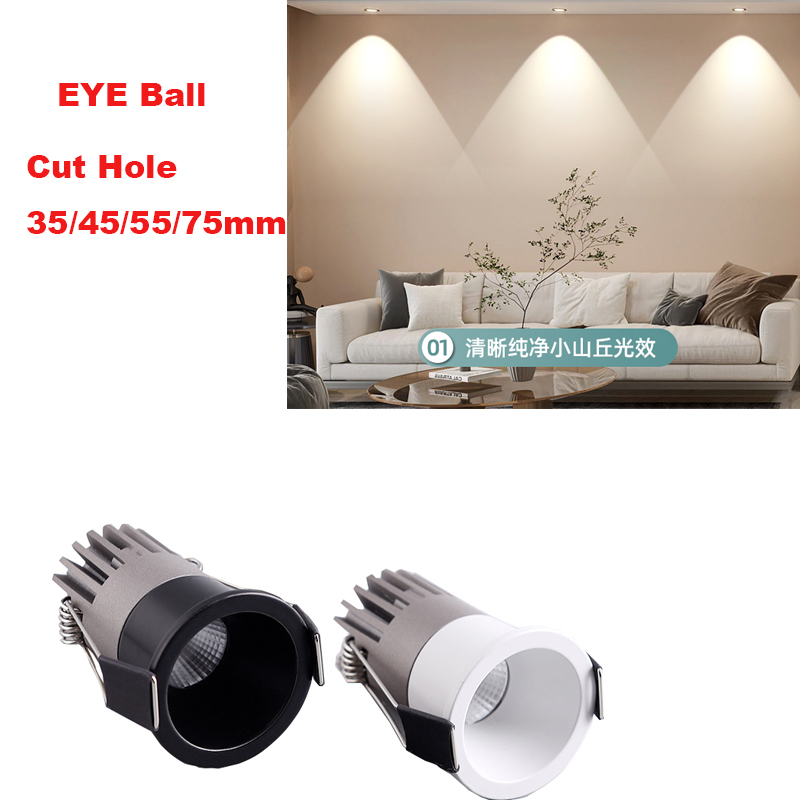 Recessed Spotlight LED Eyeball COB Downlight 10W 15w 3w 5w 3000K/4000K ...