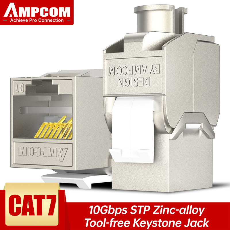 AMPCOM CAT7 Keystone Jack, Fluke DSX 8000 Passed AMPCOM Shielded Zinc ...