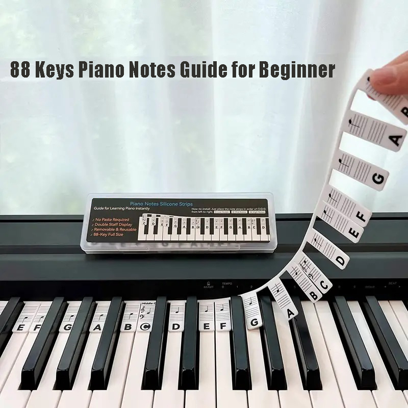 88 keys Removable Silicone Notes Guide Label For Piano Beginners ...