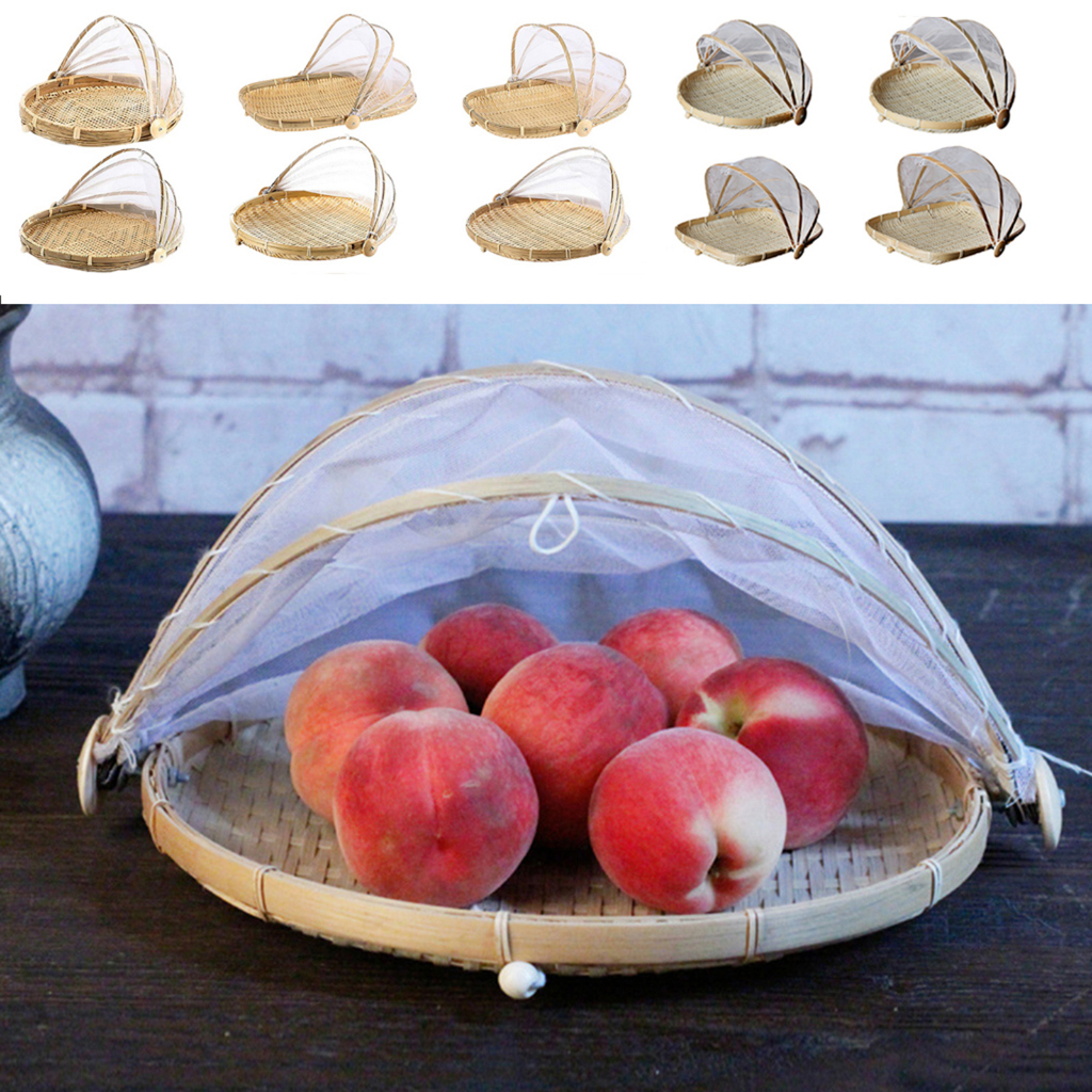 Storage Basket Hand-Woven Tent Net Cover Basket With Mesh Cover Bread ...