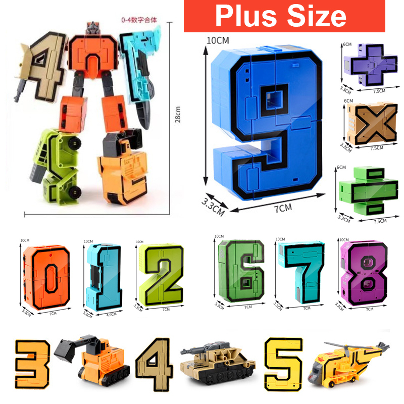 Plus Size Transformation Number Robot Boys Building Blocks Deformation ...