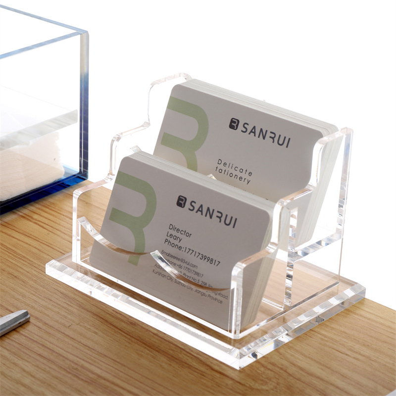 Clear Acrylic Horizontal Business Card Holder Stand for Desk, Desktop ...