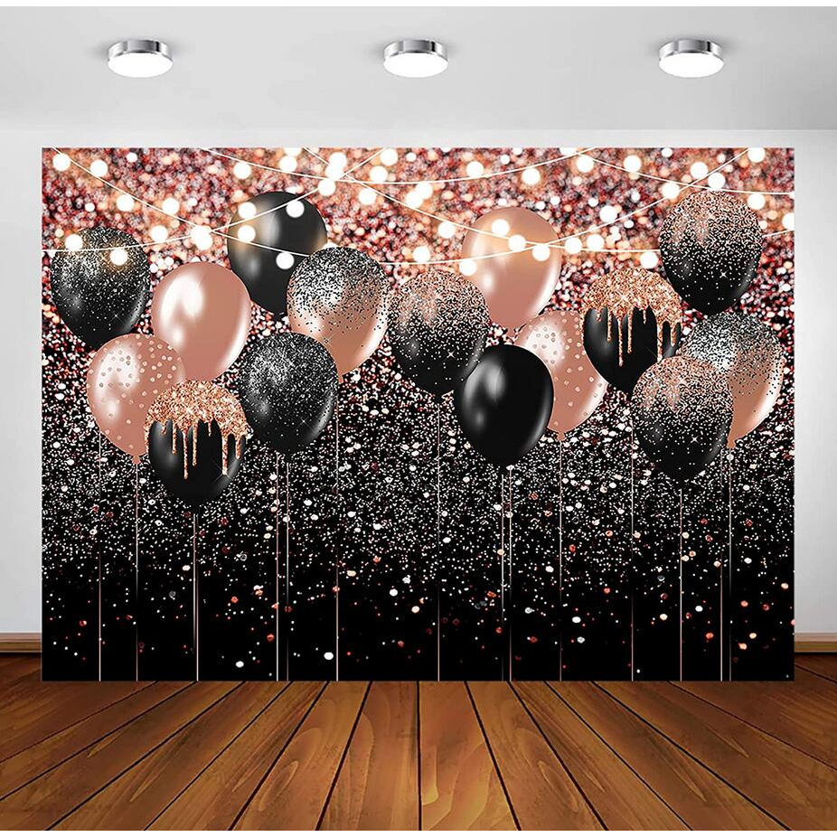5x4ft Rose Gold and Black Glitter Photography Backdrop for Birthday ...