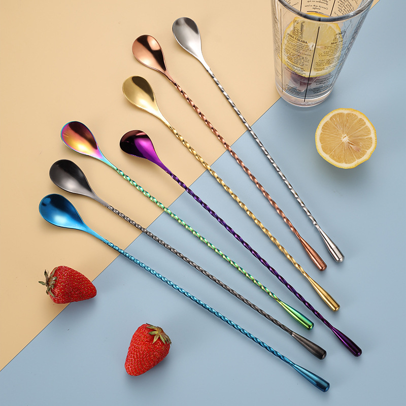 Water Drop Bullet Head 304 Stainless Steel Bar Spoon Milk Tea Coffee ...