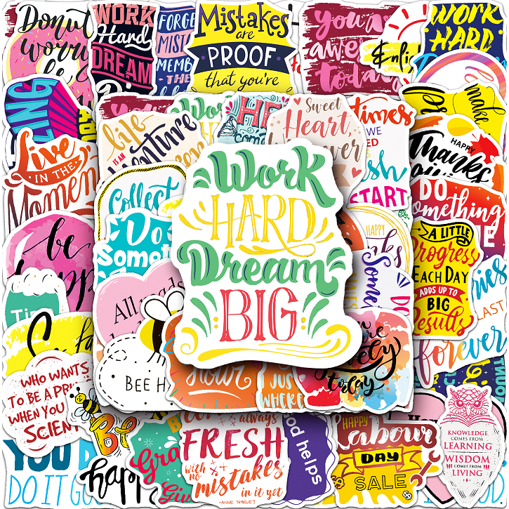 50 Piece Funny English Word Stickers Waterproof DIY For Phones Laptop ...