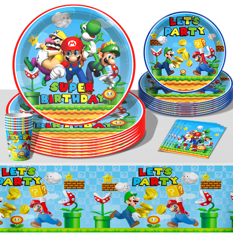 Mario Party Tableware Supplies for Kids Cute Super Mario Themed Party ...