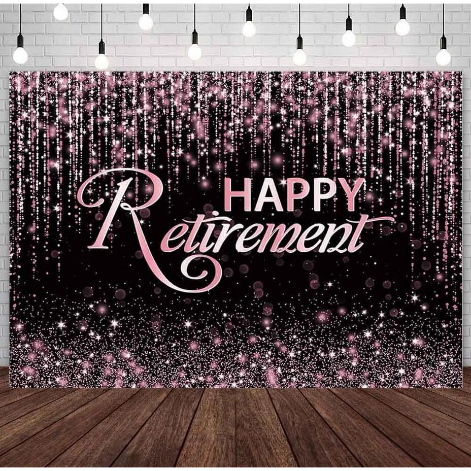 Happy Retirement Photography Backdrop Rose Gold Glitter Background Gold ...