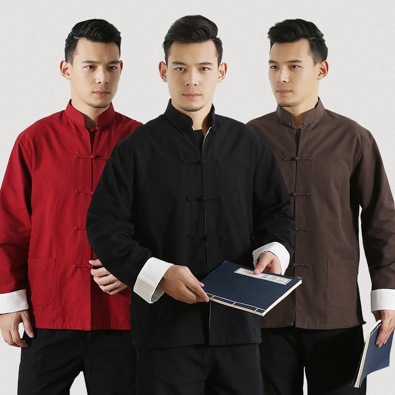 Men Cotton Linen Traditional Chinese Clothes Tang Suit Tops Man Kung Fu ...