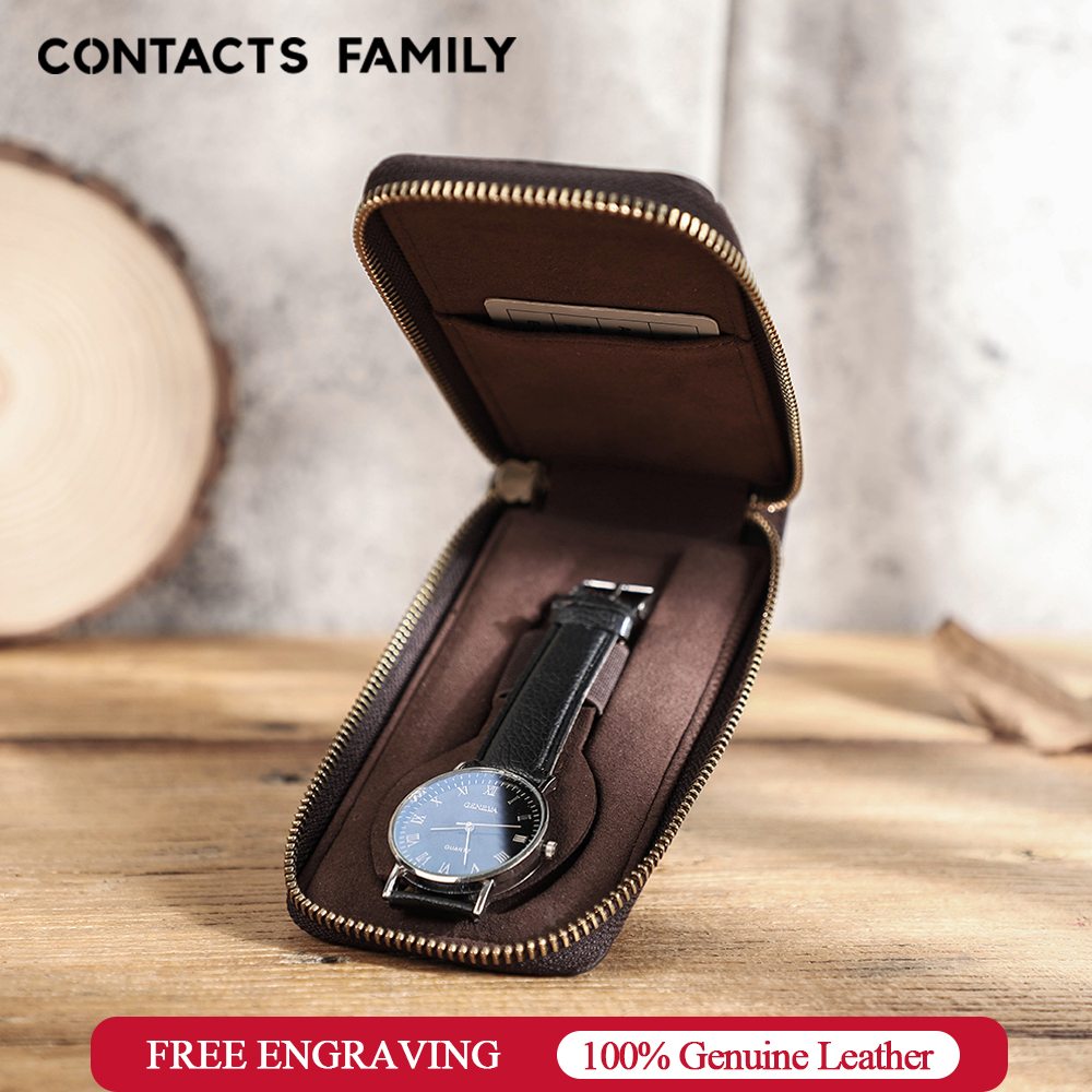 CONTACT'S FAMILY Zippered Watch Storage Box Nubuck Leather Holder Men ...