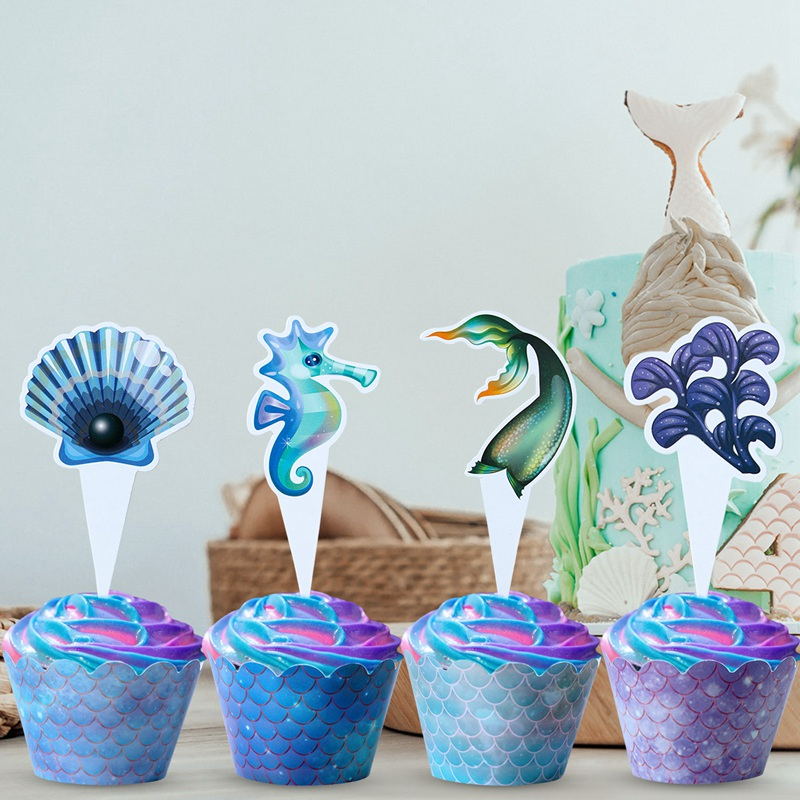 32pcs Mermaid Cake Topper mermaid theme party decorations Cupcake ...