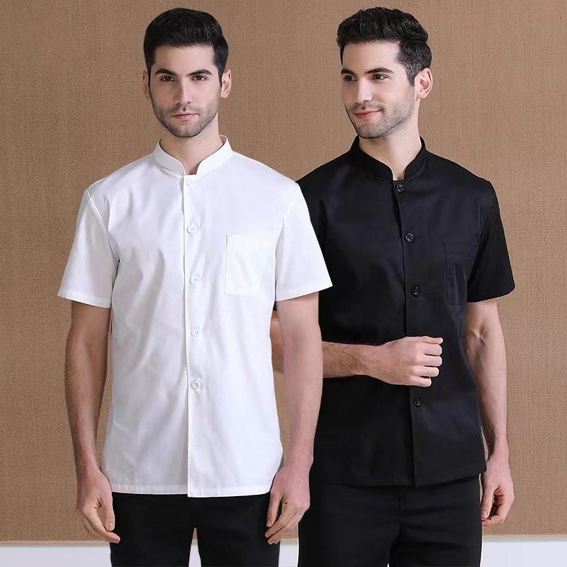Ready Stock Chef uniform black men's short-sleeved kitchen hotel ...