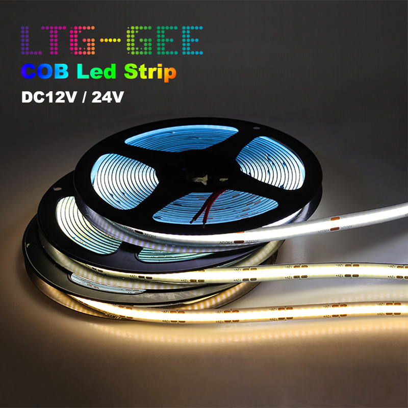LTG-GEE COB LED Light Strip 5M LED High Density Flexible FOB COB 8mm Width High Bright Led Tape ...