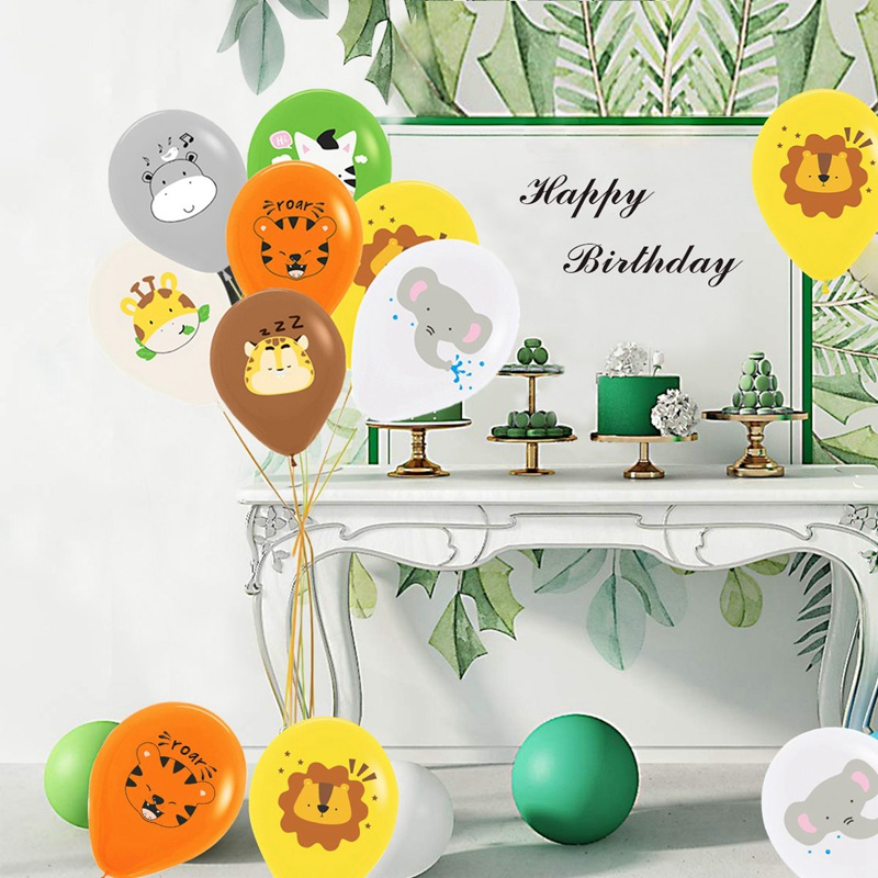 12/14PCS Forest Animal Print Balloon Carton Jungle Safari Party ...