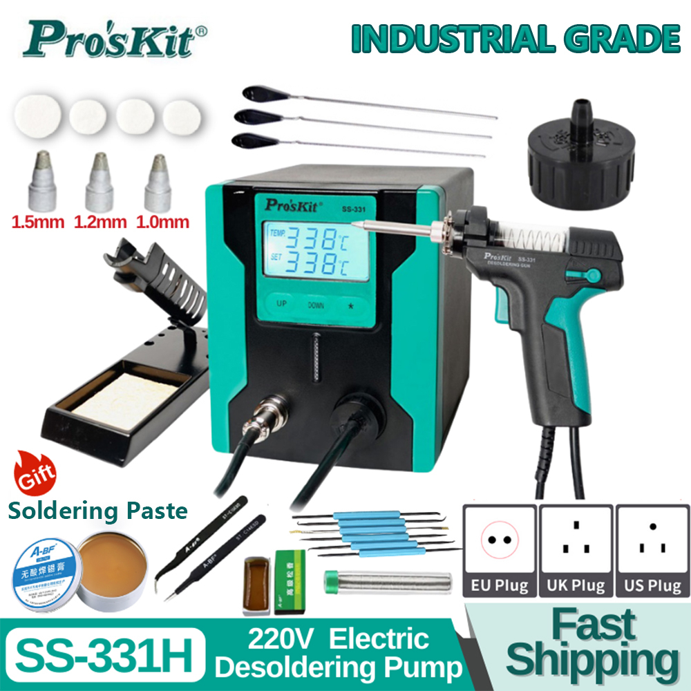Pro'sKit Electric Desoldering Station SS-331H LCD Digital Anti-Static High Power Strong Suction ...