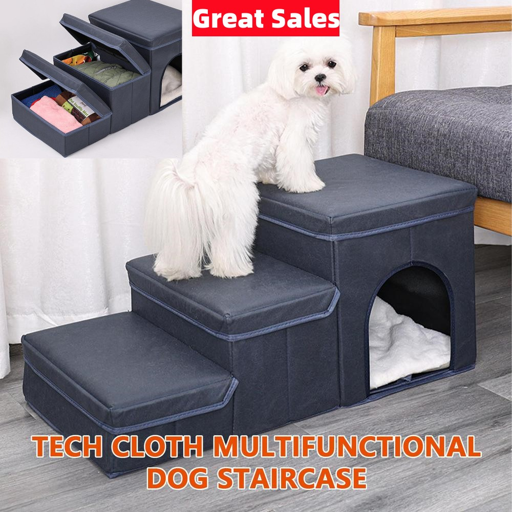 🔥🔥🔥NEW Foldable Ramp Up Stairs 3 Steps Pet Stairs with Storage for Easy ...