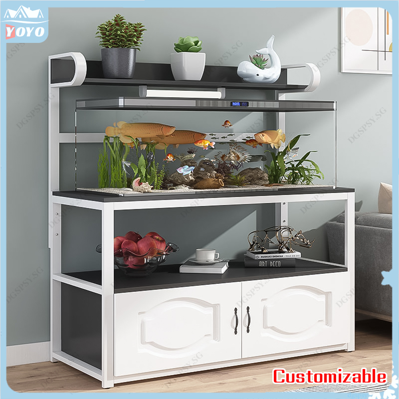 Fish Tank Shelf Living Room Steel Wood Aquarium Base Cabinet Metal ...