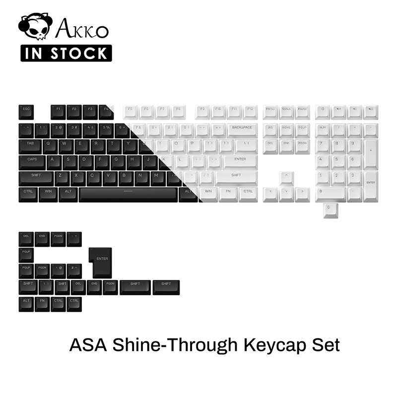 Akko ASA Shine-through Keycap Set with 131-key, PBT Double-shot Keycaps ...
