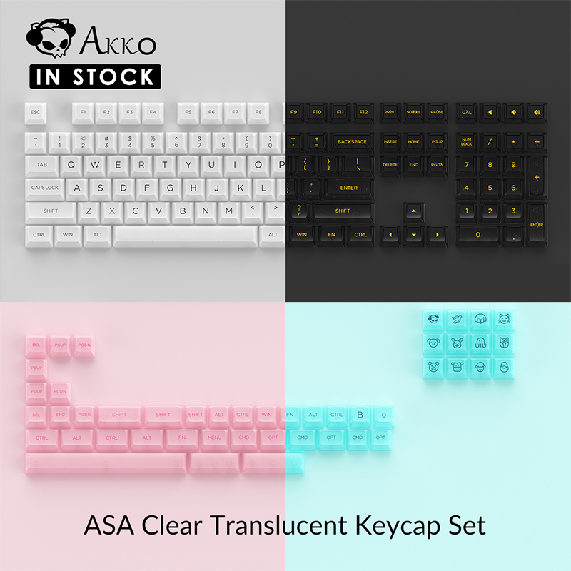 Akko ASA Clear Transparent Backlit Keycap V2 Set, PC Keyset for ANSI 61 ...