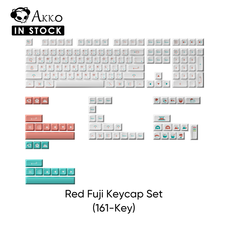 Akko Mechanical Keyboard Keycaps, PBT Sublimation, Red Fuji Keycap Set ...