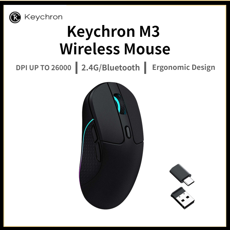 Keychron M3 2.4GHz &Bluetooth Wireless Optical RGB Mouse Type-C Wired ...