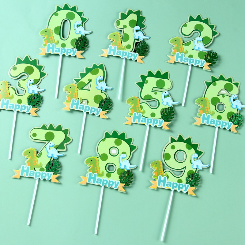 Dinosaur Creative Number Cake Topper Leaves Dinasour Birthday Theme ...