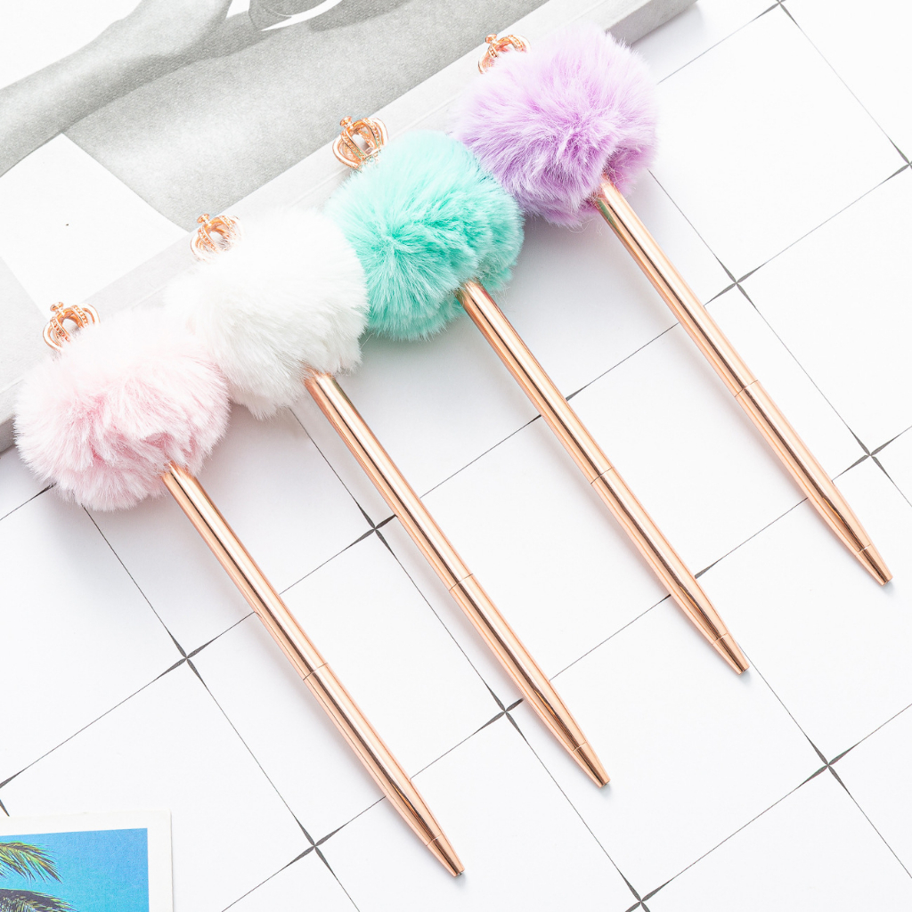 Pompom Ballpoint Pen Cute Fluffy Pen Pastel Girls Christmas Gift Pen ...