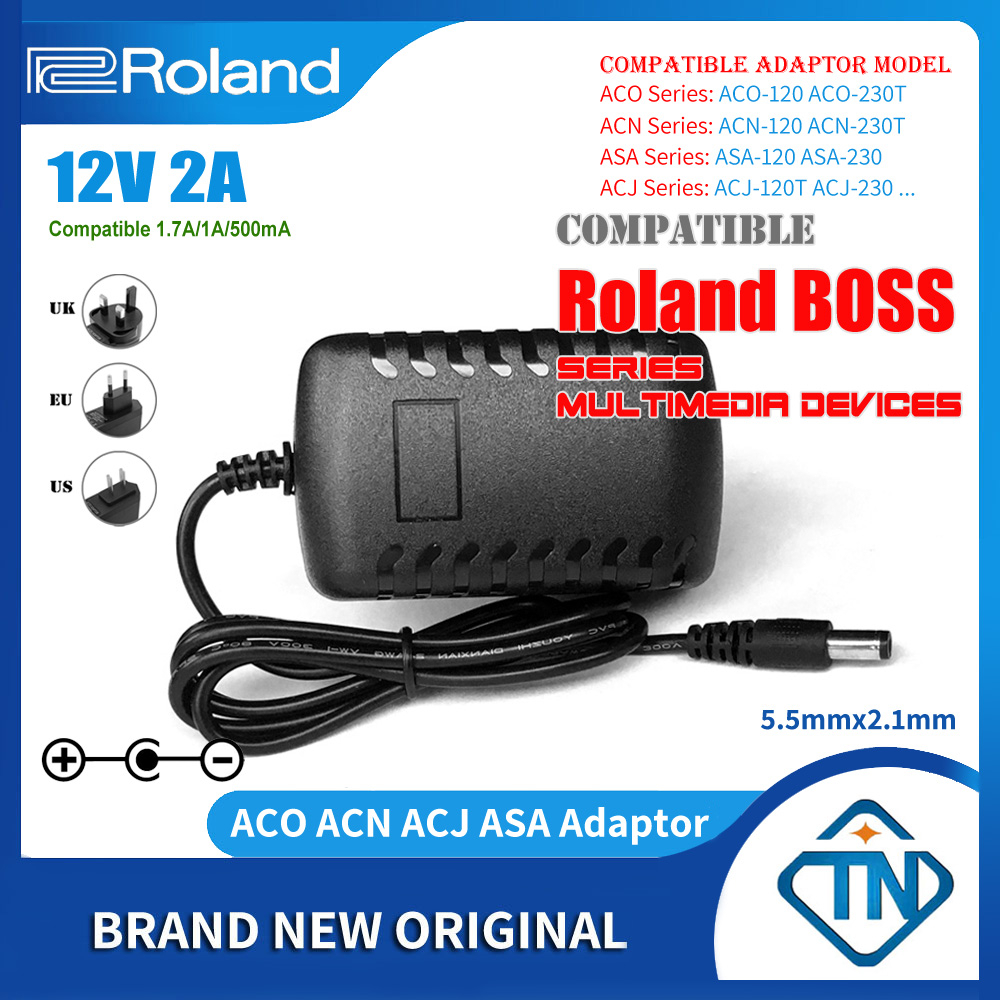 12V 2A 1A 500mA AC Adapter ACO ACN ACJ ASA for Roland EM-10 15 20 25 25D 30 50 55 VA-3 E-14 E-16 ...