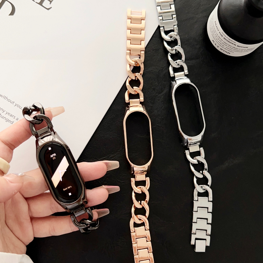 Chain Metal Elegant Watchband For Xiaomi mi band 8 Strap Smart Band 8 Strap Replacement miband 8 ...