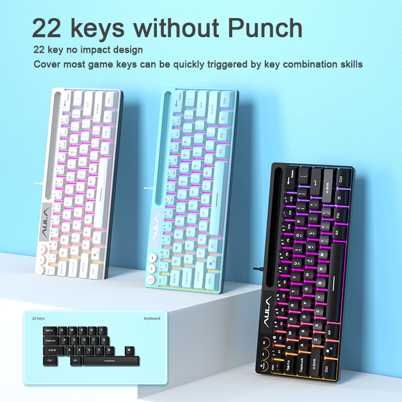 AULA F3061 61Keys Wired RGB Gaming Keyboard Membrane Keyboard USB ...