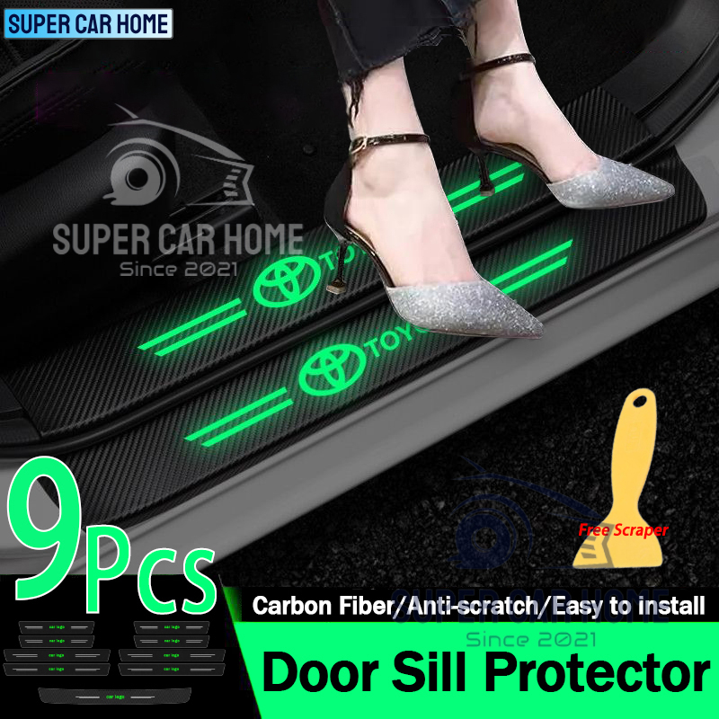 9Pieces Toyota Door Sill Protector Car Luminous Side Step Sill Strip ...