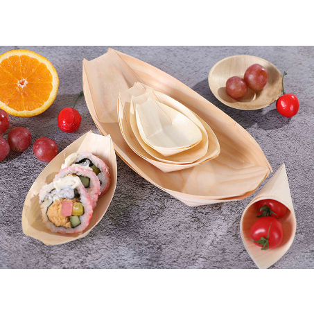 100pcs Disposable Sushi Serving Trays Wooden Sushi Boat Plates Dessert ...