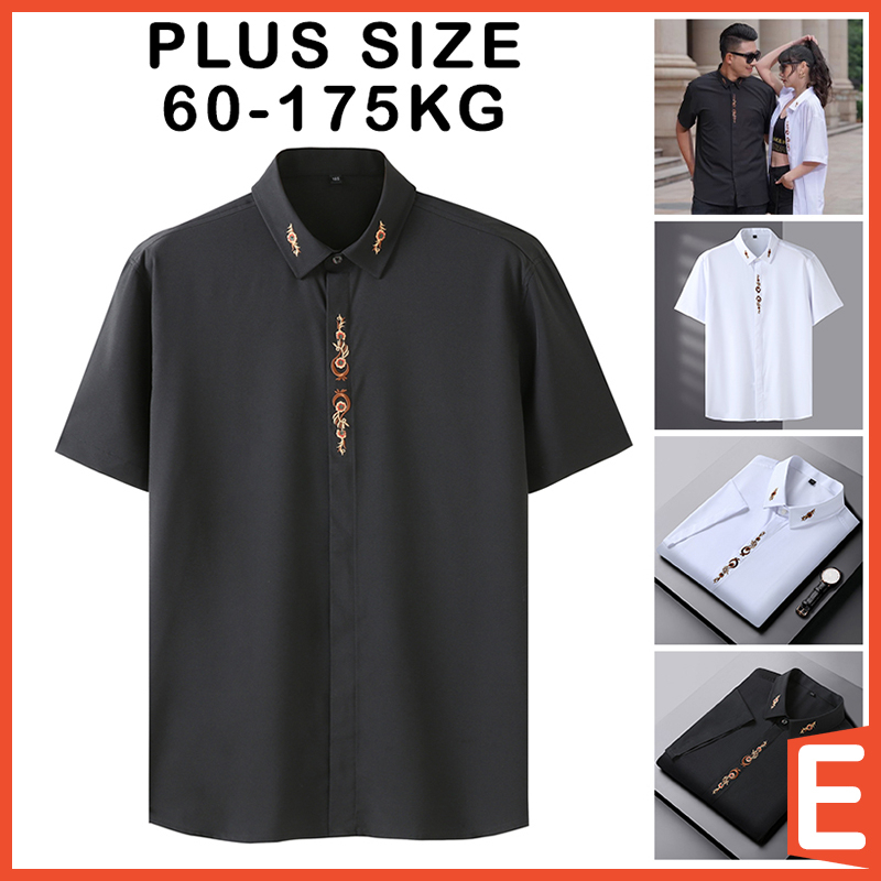 [XL-10XL] Plus Size Shirt Men Women Kemeja Lelaki Lengan Pendek Saiz ...