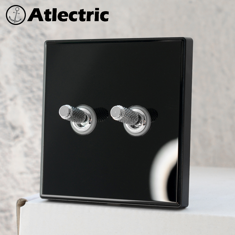 Atlectric Black Glass Panel Toggle Light Switch With LED UK Power ...
