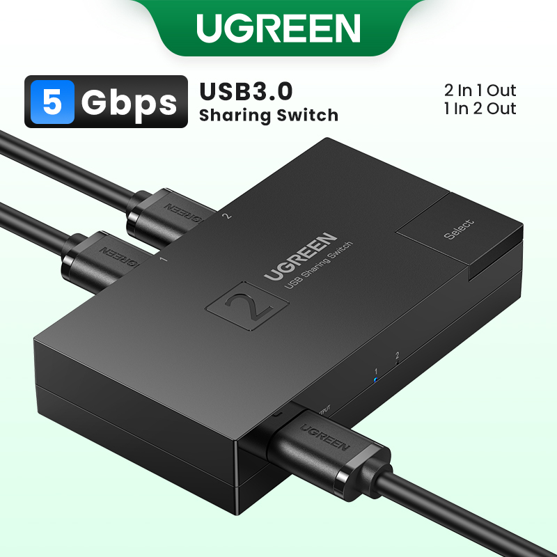 UGREEN USB 3.0 5Gbps Switch Selector 2 in 1 Out Sharing for Printer ...