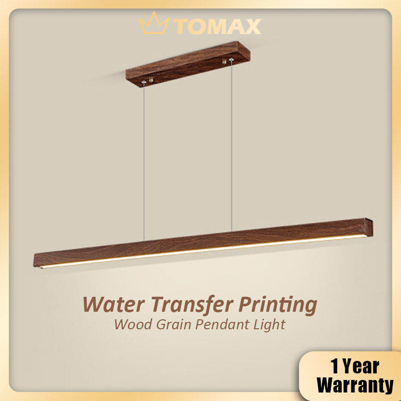 TOMAX 120/150CM LED Wood Color Rectangular Cuboid Pendant Light Nordic ...