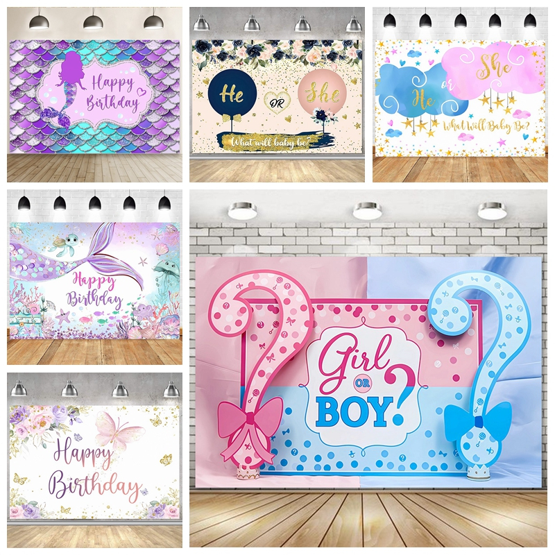 1x1.5M Gender Reveal Baby Shower Boy Or Girl Polyester Banner Newborn ...